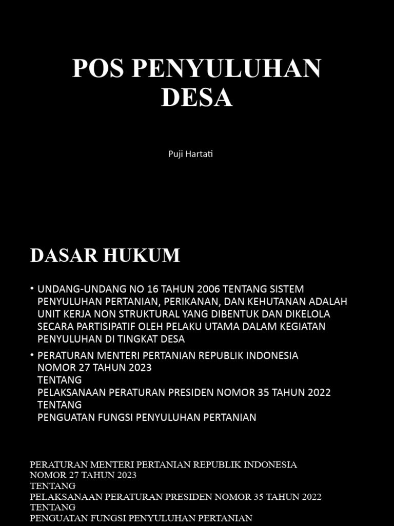 Pos Penyuluhan Desa: Puji Hartati | PDF