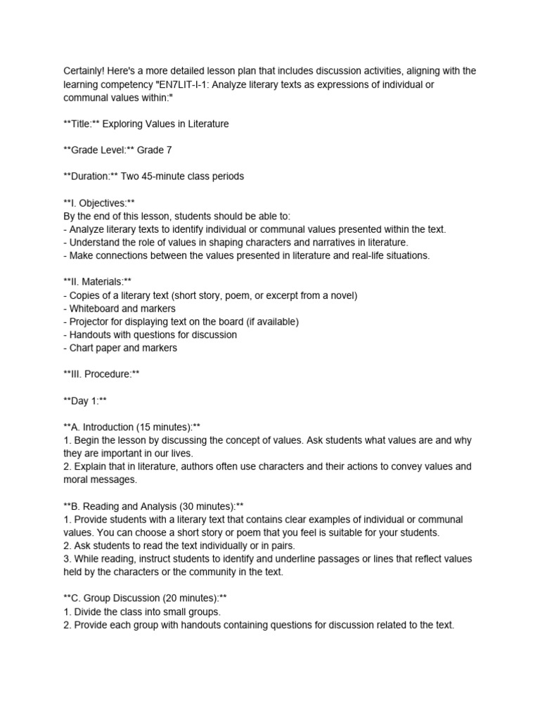 Exploring Values in Literature | PDF | Thought | Critical Thinking