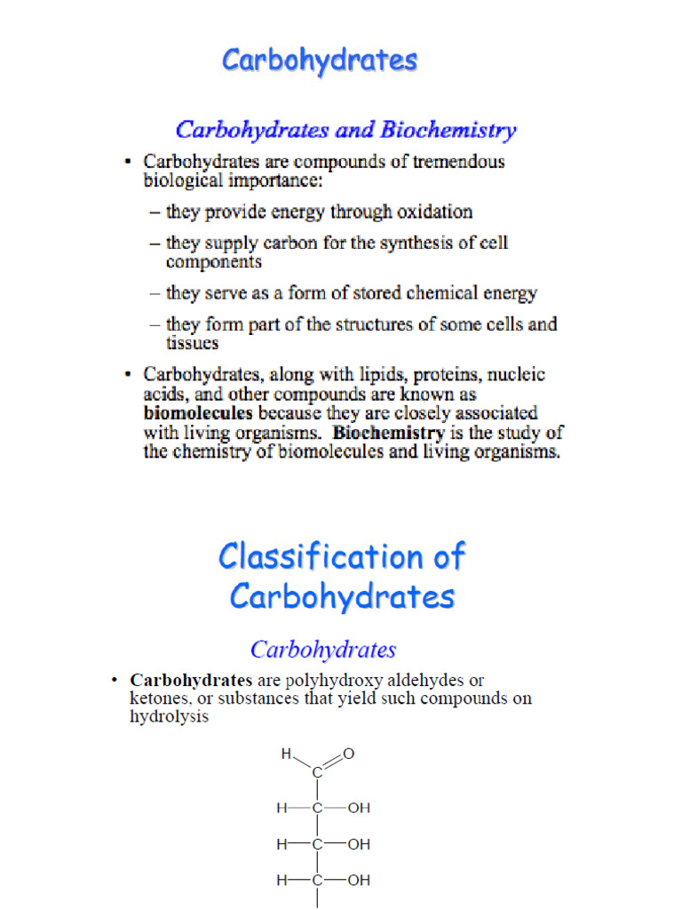 Carbohydrates Lecture Slides | PDF | Glucose | Carbohydrates