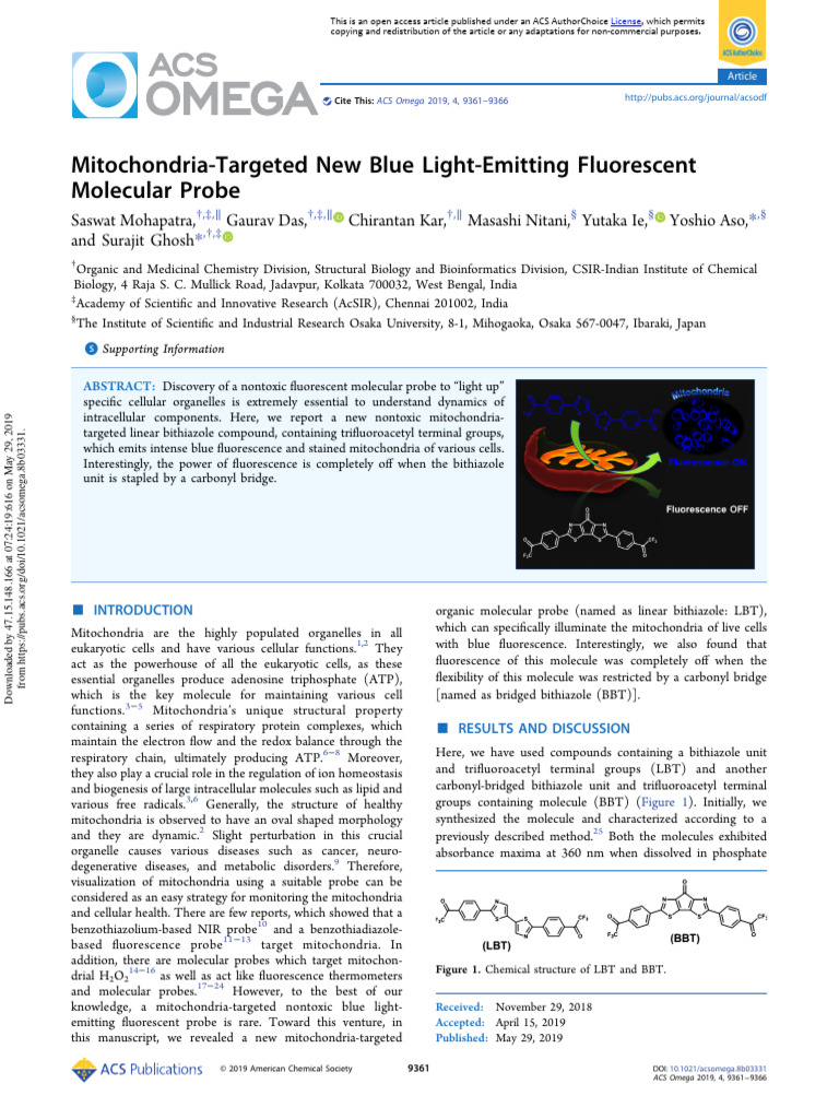 acs omega | PDF | Mitochondrion | Fluorescence