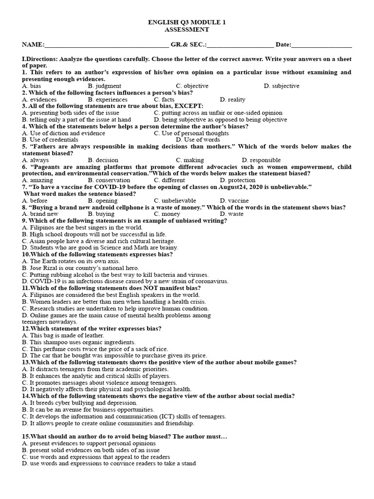 English Q3 Assessment | PDF | Sita | Rama