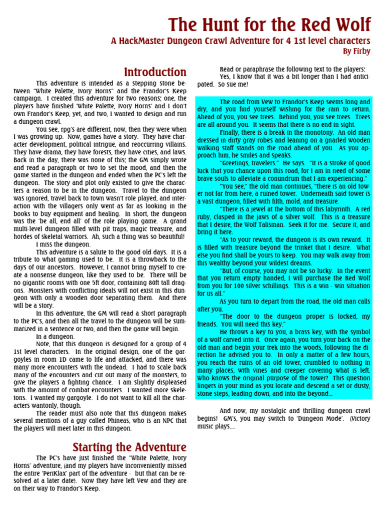 KC2644 HackMaster The Hunt For The Red Wolf | PDF