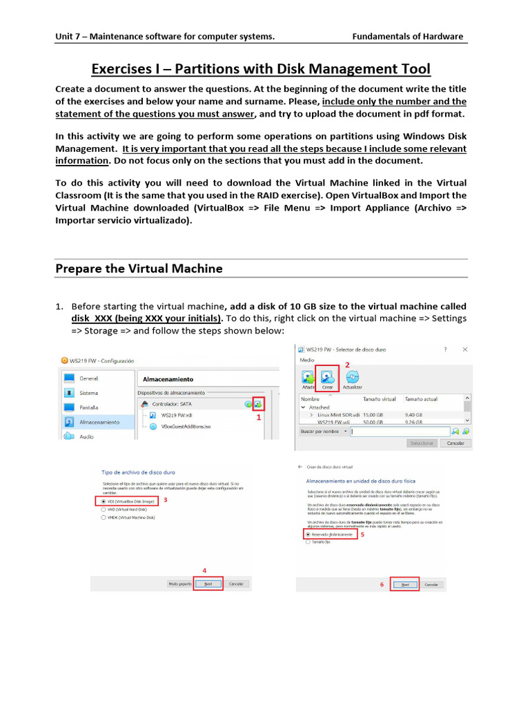 U07 Exercises I DiskManagement | PDF