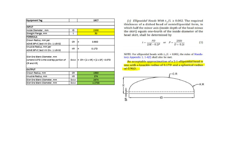 Dish End Diameter Calculator - 18C7 | PDF