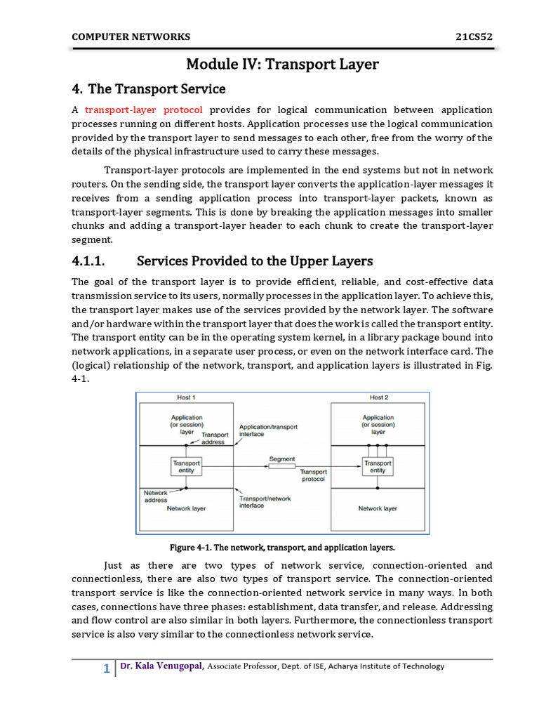 Module 4 Transport Layer Lecture Notes Pdf Transmission Control