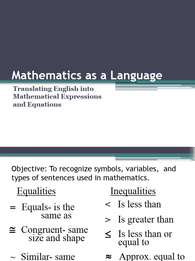 2.2. Mathematics As A Language Part 2 | PDF | Inequality (Mathematics) | Equations
