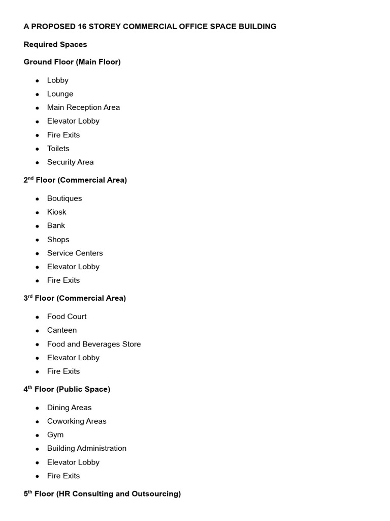A Proposed 16 Storey Commercial Office Space Building | PDF | Elevator