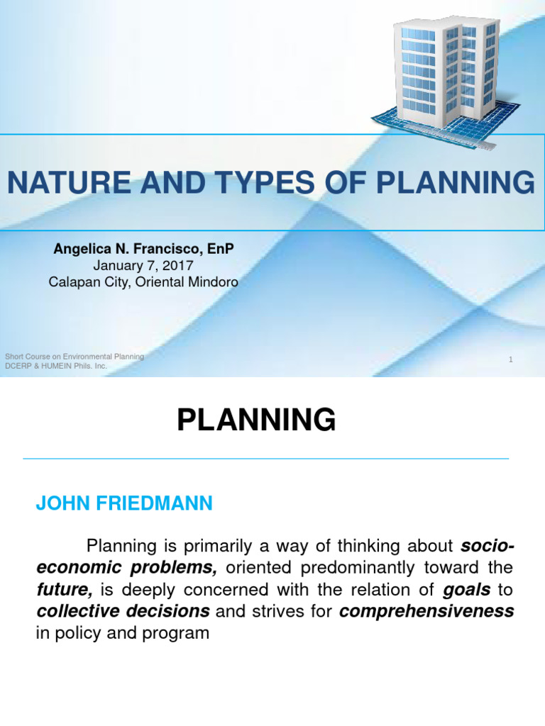 Nature and Types of Planning Jan 7 | PDF | System | Infrastructure
