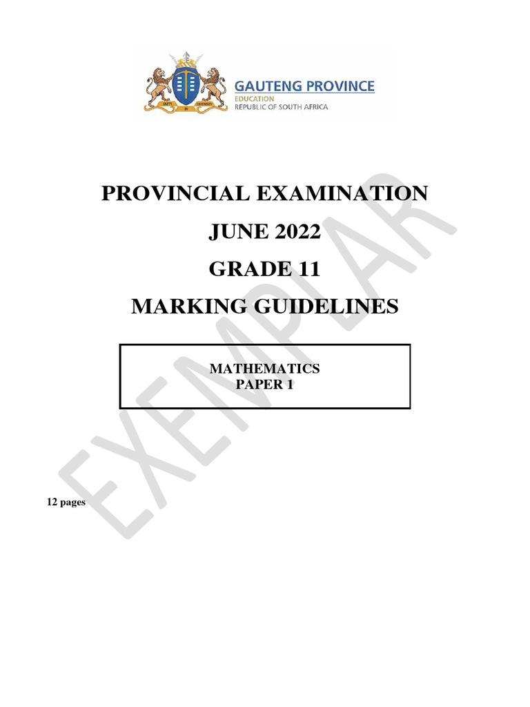 Grade 11 Math Exam Marking Guide | PDF | Mathematical Objects | Mathematics