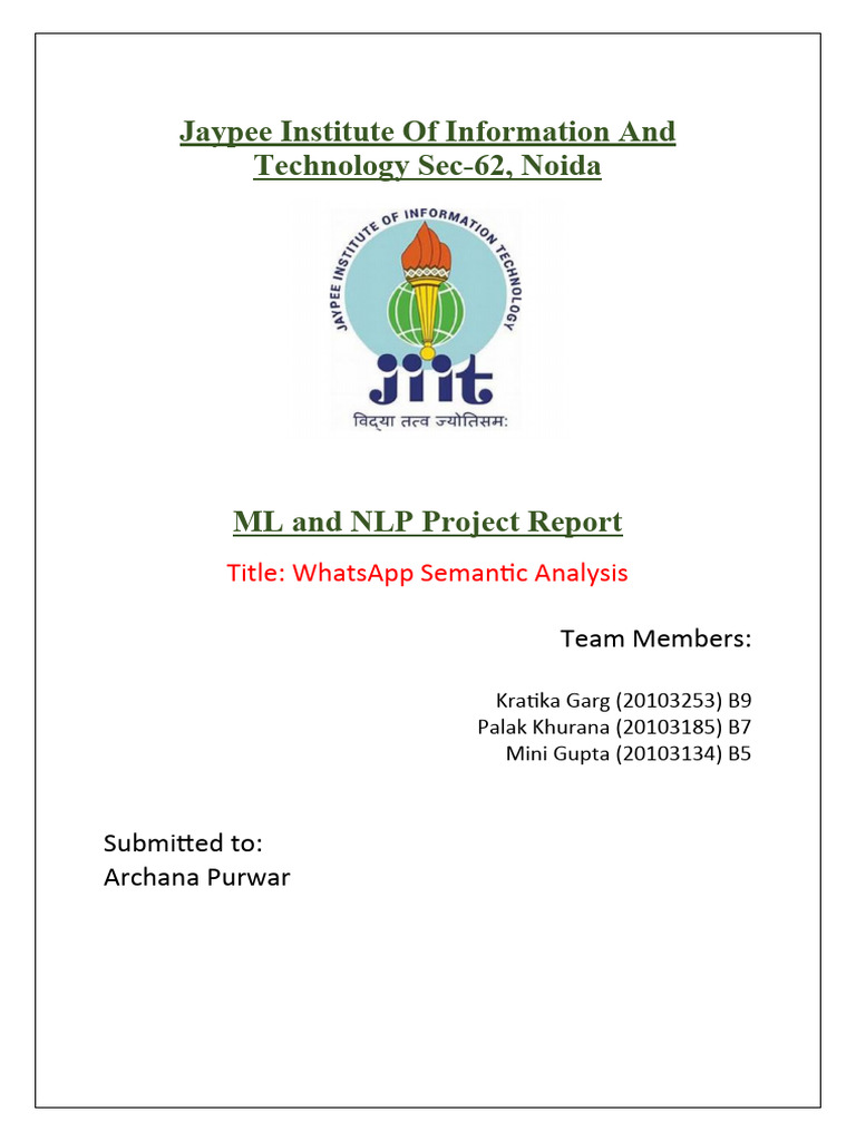 Natural Language Processing Project Report | Download Free PDF ...