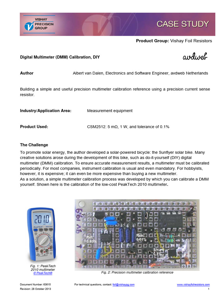 Digital Multimeter (DMM) Calibration, DIY: Product Group | PDF
