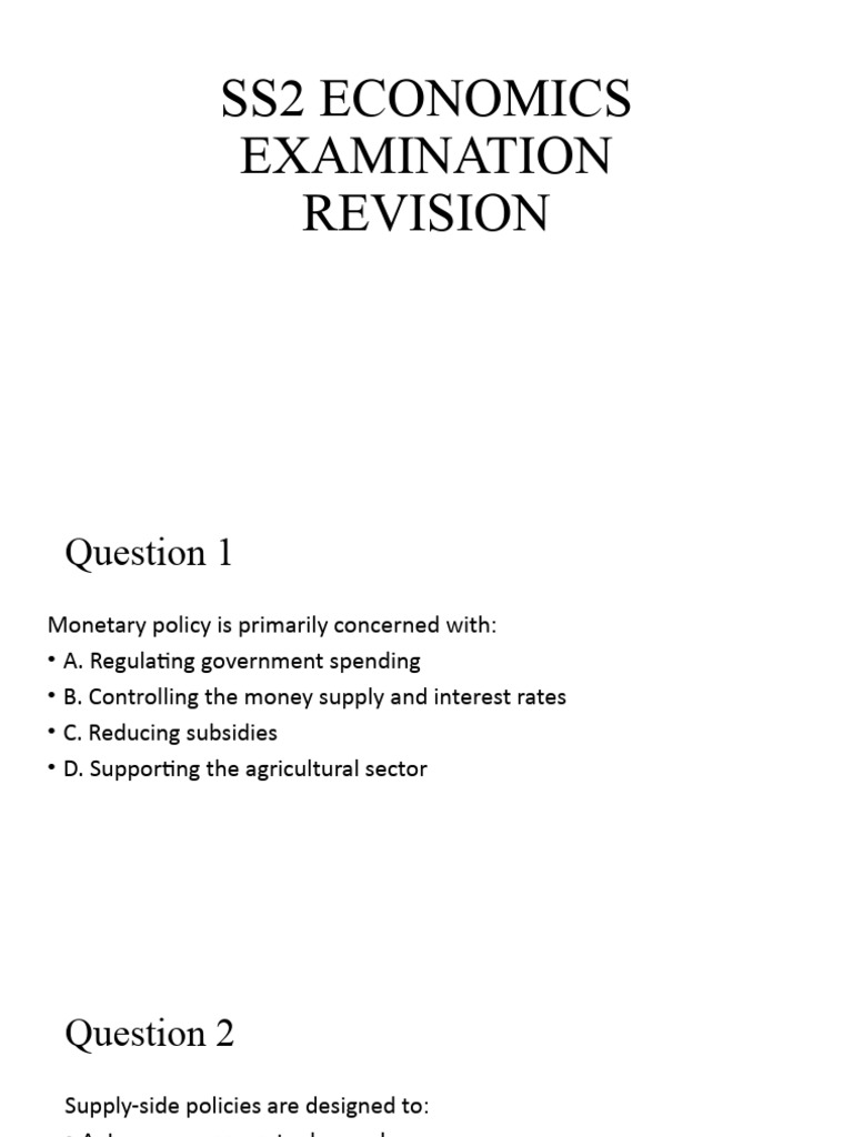 Ss2 Economics Examination Revision | PDF | Perfect Competition ...