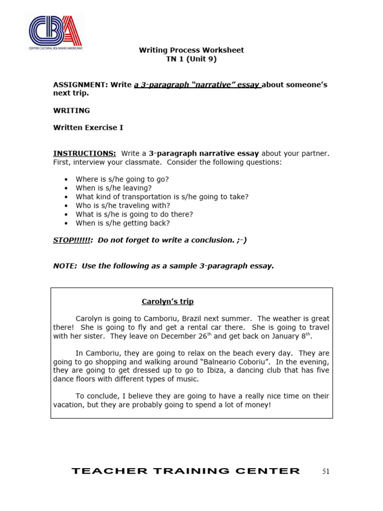 Writing Process Worksheet UNIT 9 TN1 | PDF