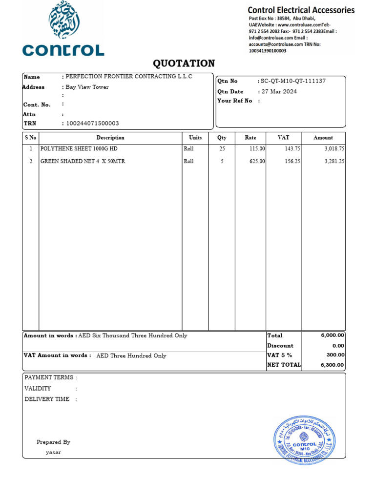 Quotation:: QTN No QTN Date: Name Address Your Ref No: Attn | PDF