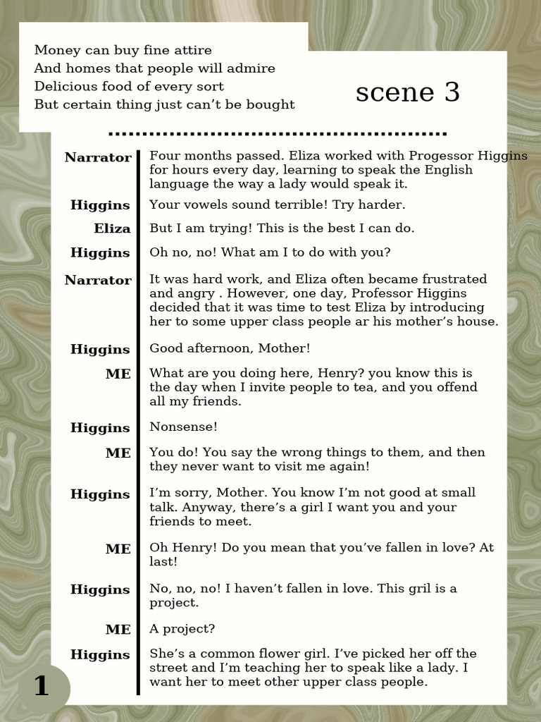 Scene 3: Narrator | PDF | Pygmalion (Play)