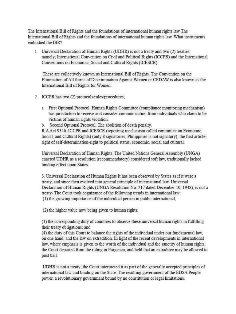 The International Bill of Rights and The Foundations of International ...