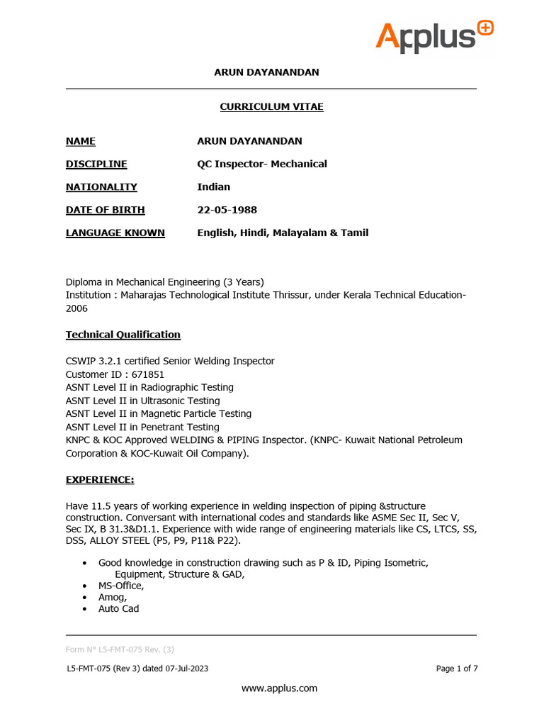 Arun Dayanandan - CV | PDF | Technology & Engineering