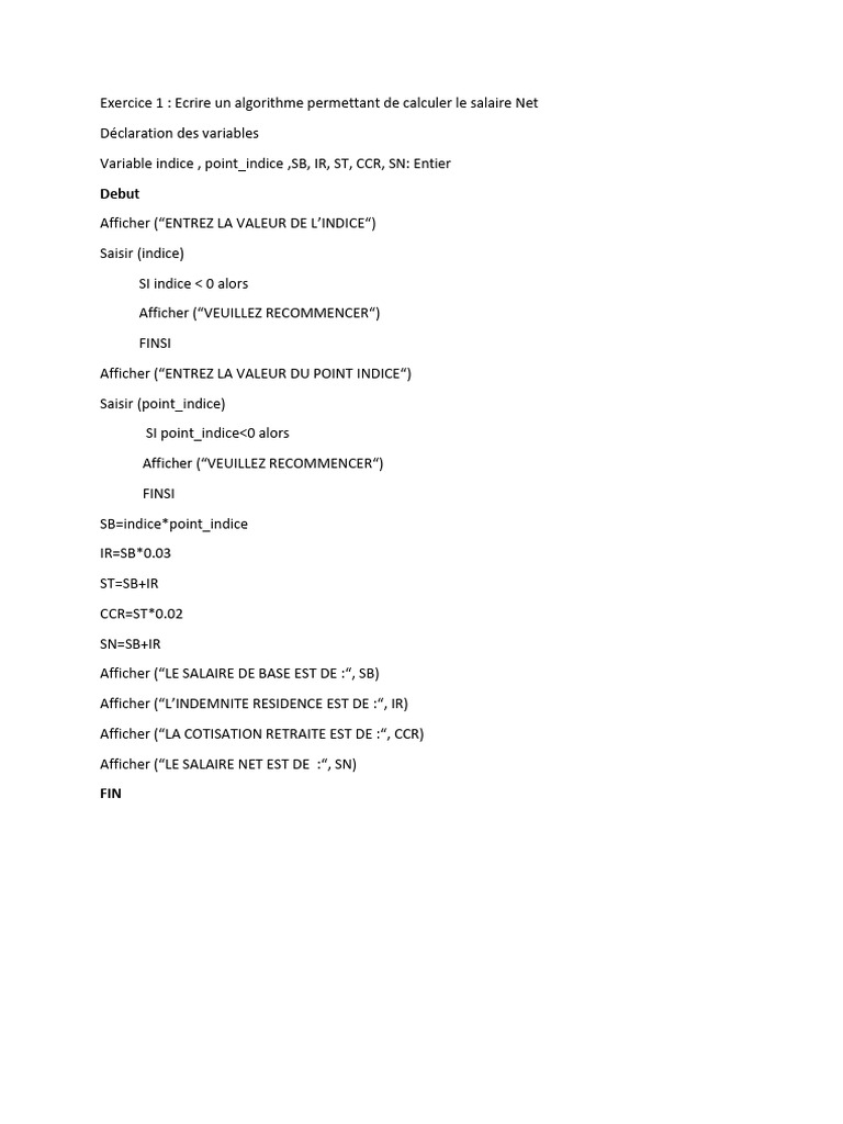 Correction - Exercice 1 | PDF