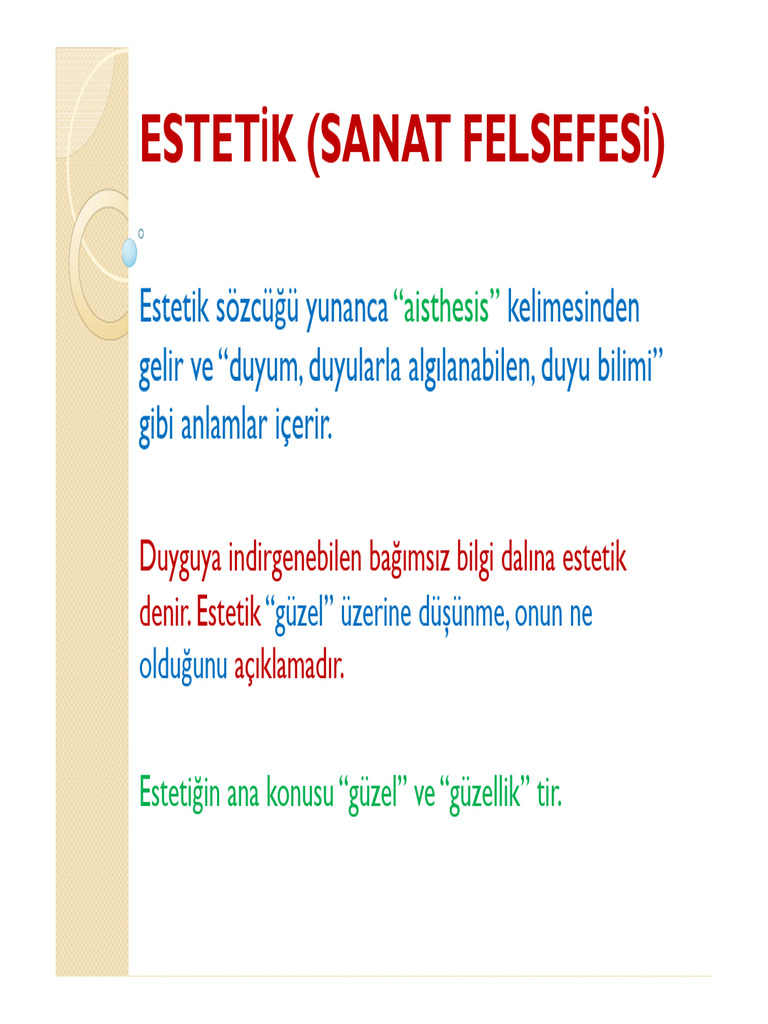 ESTETİK (SANAT FELSEFESİ) | PDF