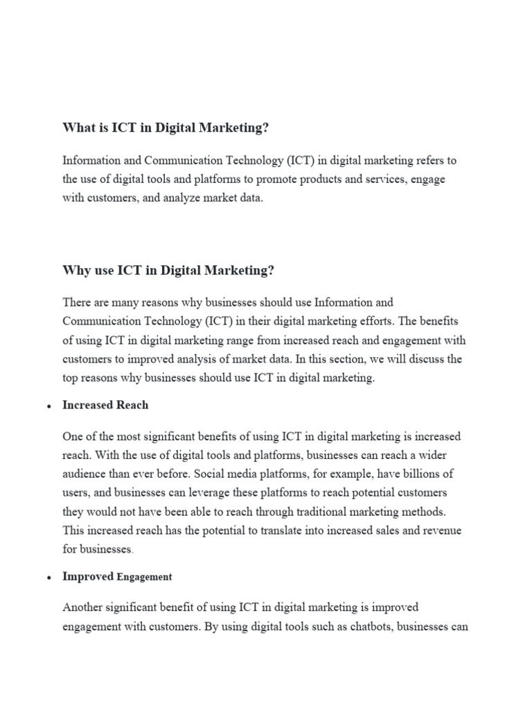 What Is ICT in Digital Marketing | PDF | Digital Marketing | Marketing