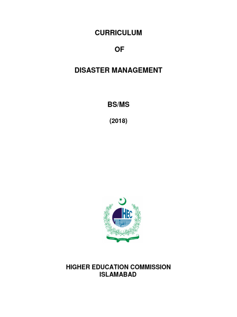 Curriculum of Disaster Management | PDF | Disaster Risk Reduction ...