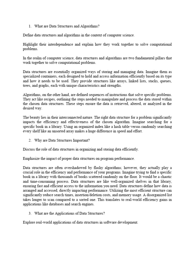 Overview in Data Structure Guided Questions | PDF | Data Structure | Data