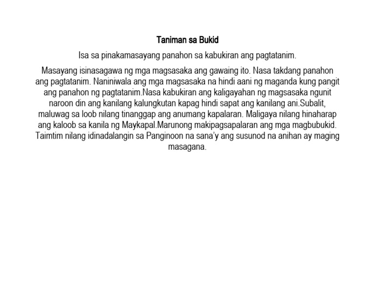 Taniman Sa Bukid | PDF