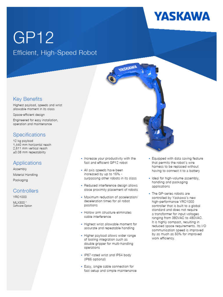Yaskawa Robot GP12 | PDF | Robot | Robotics