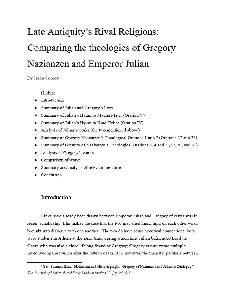 Late Antiquity Theology: Julian vs Gregory | PDF | Neoplatonism | Trinity