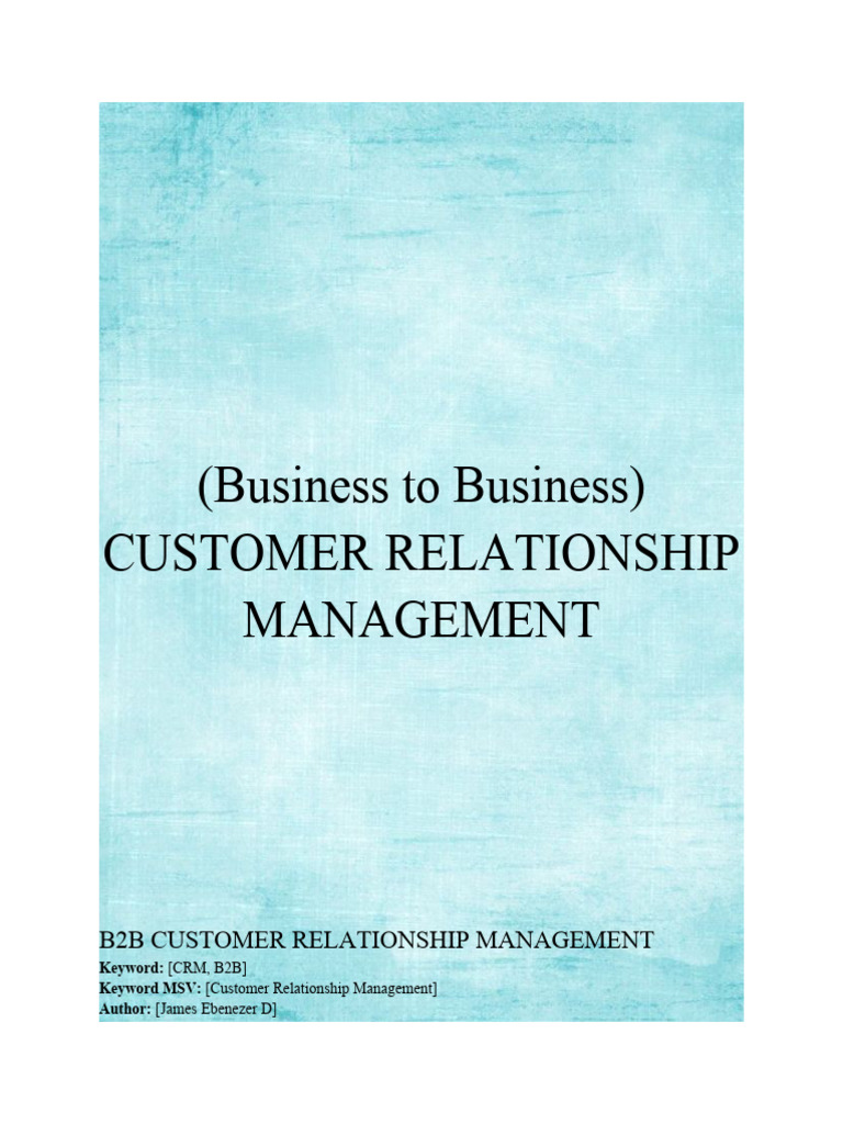 James Ebenezer Final Draft 1 | PDF | Customer Relationship Management ...