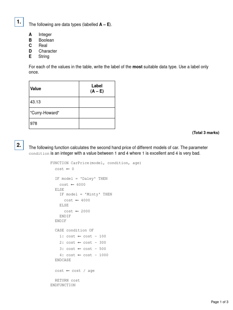 Data Types & Conversions (QS) | PDF | Data Type | Boolean Data Type