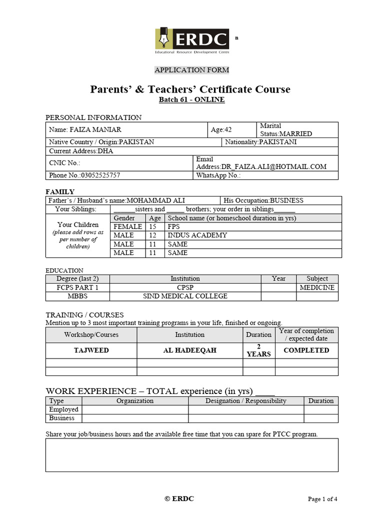 Application-Form-PTCC-61-1 (2) (1) CCFHCB | PDF | Fee | Receipt