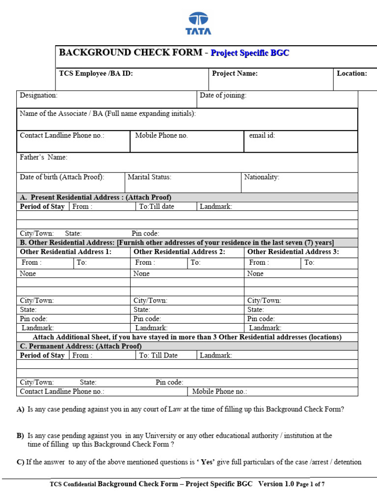 BGC Form_PS_All Checks - Latest version | PDF | Background Check ...