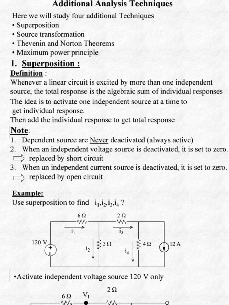Circuit Analysis Theorems | PDF