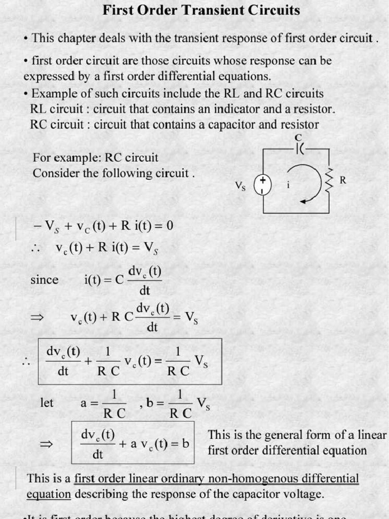 First Order Transient Circuit Notes | PDF