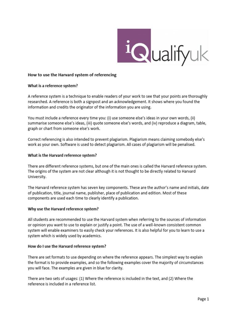 How To Use The Harvard System of Referencing | PDF | Plagiarism | Bbc