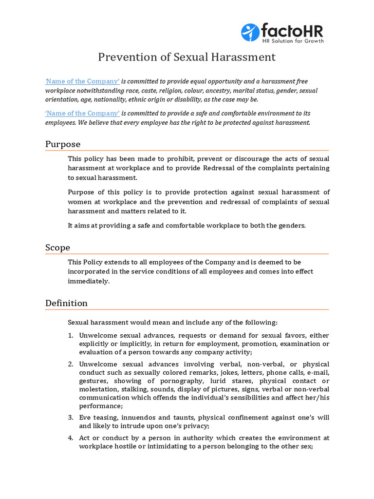 Prevention of Sexual Harassment | PDF | Sexual Harassment | Justice