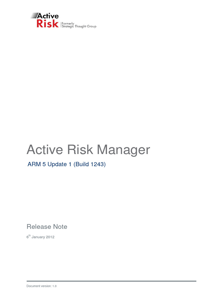 ARM5 Update 1 Release Note Active Risk | PDF | Databases | Risk