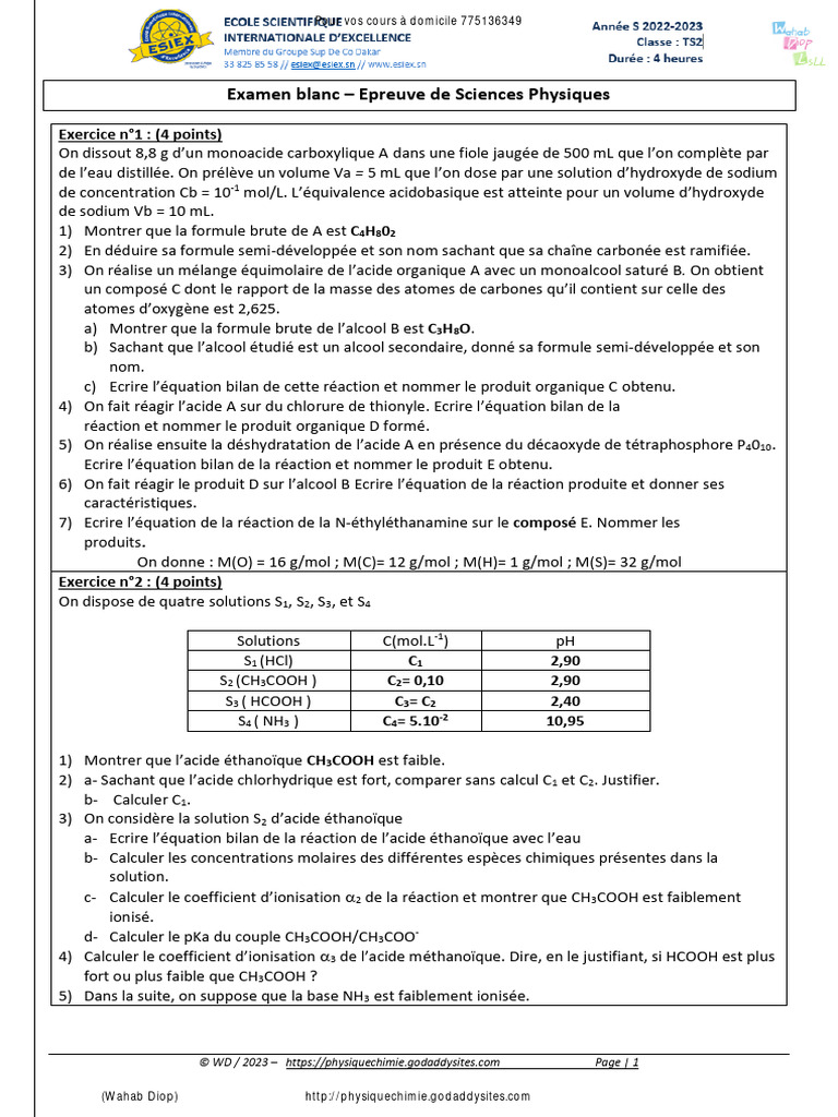 EB 2023 TS2 - Esiex - Wahabdiop | PDF | Mars | Masse