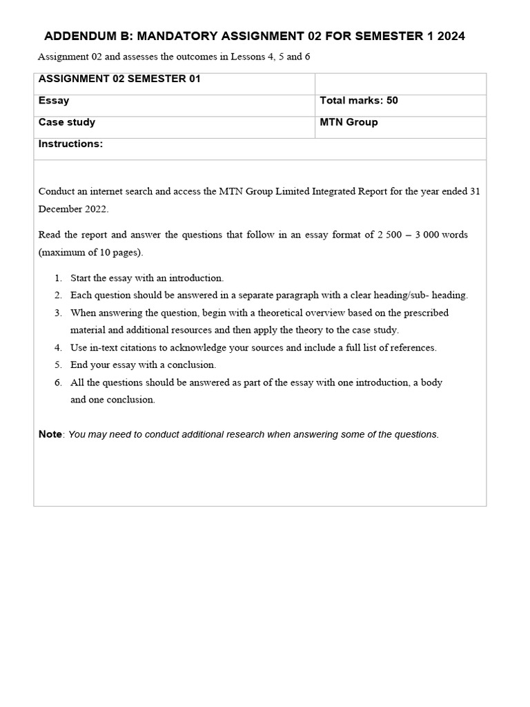 MNG3701 - Assessment 2 | PDF | Leadership | Analysis