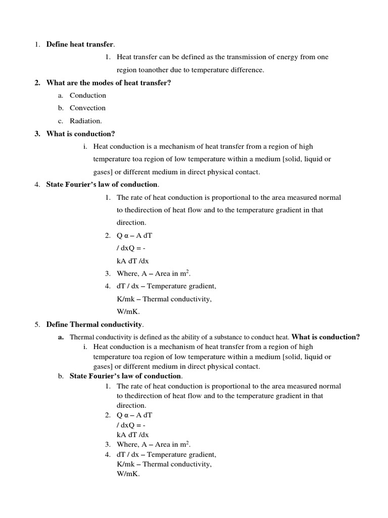 Short Questions For Heat and Mass Transfer Exam | PDF | Heat Transfer ...