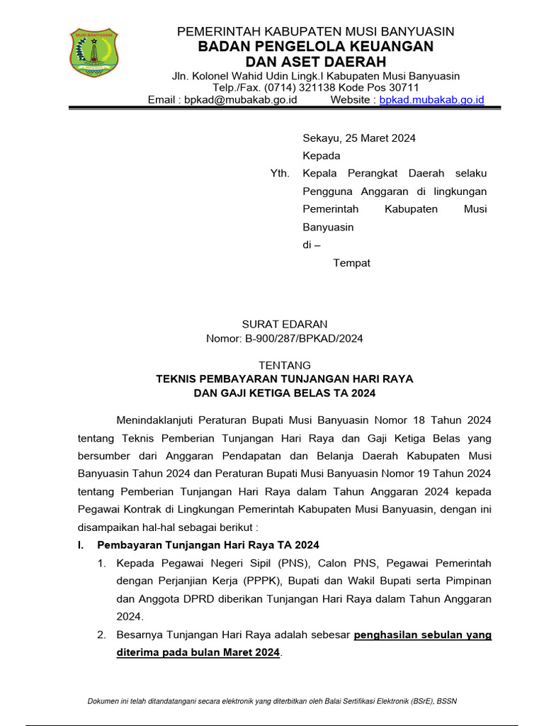 Edaran THR 2024 | PDF