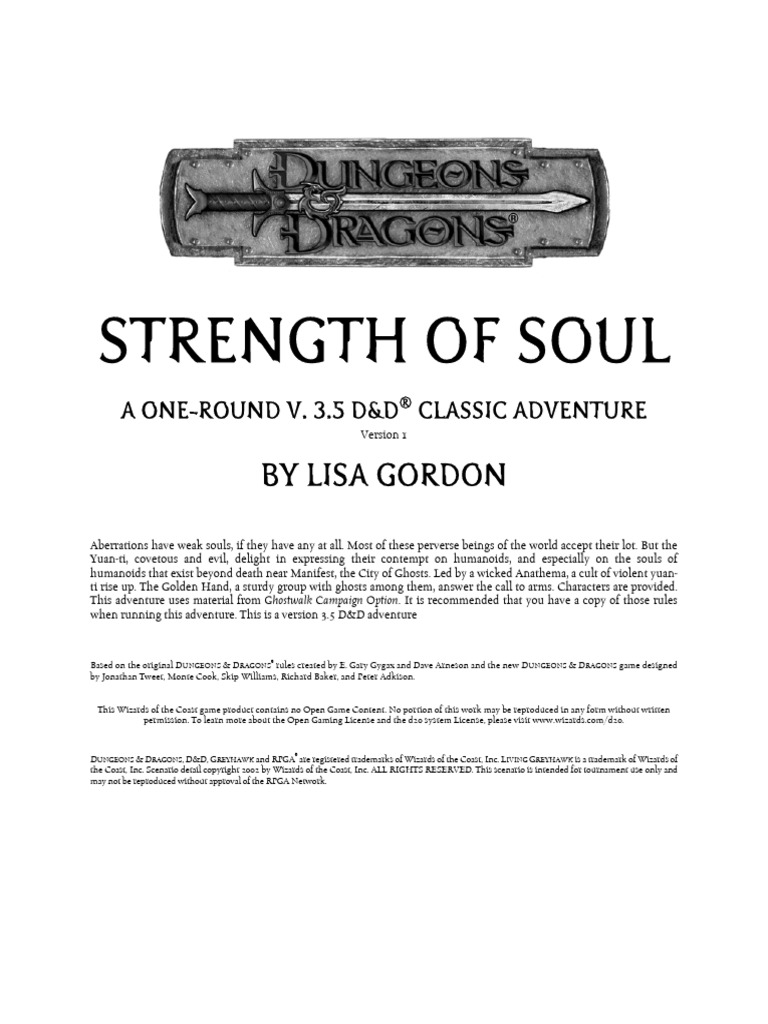 RPGA Strength of Soul | PDF | Dungeons & Dragons | Wizards Of The Coast