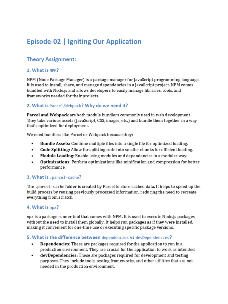 Theory and Coding Assignment - Namaste React - Episode 2 | PDF