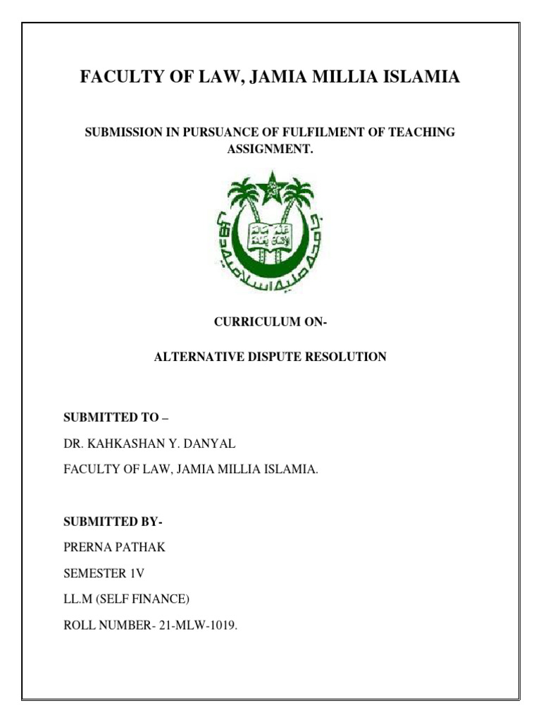Alternative Dispute Resolution Syllabus LLM | PDF | Alternative Dispute Resolution | Mediation