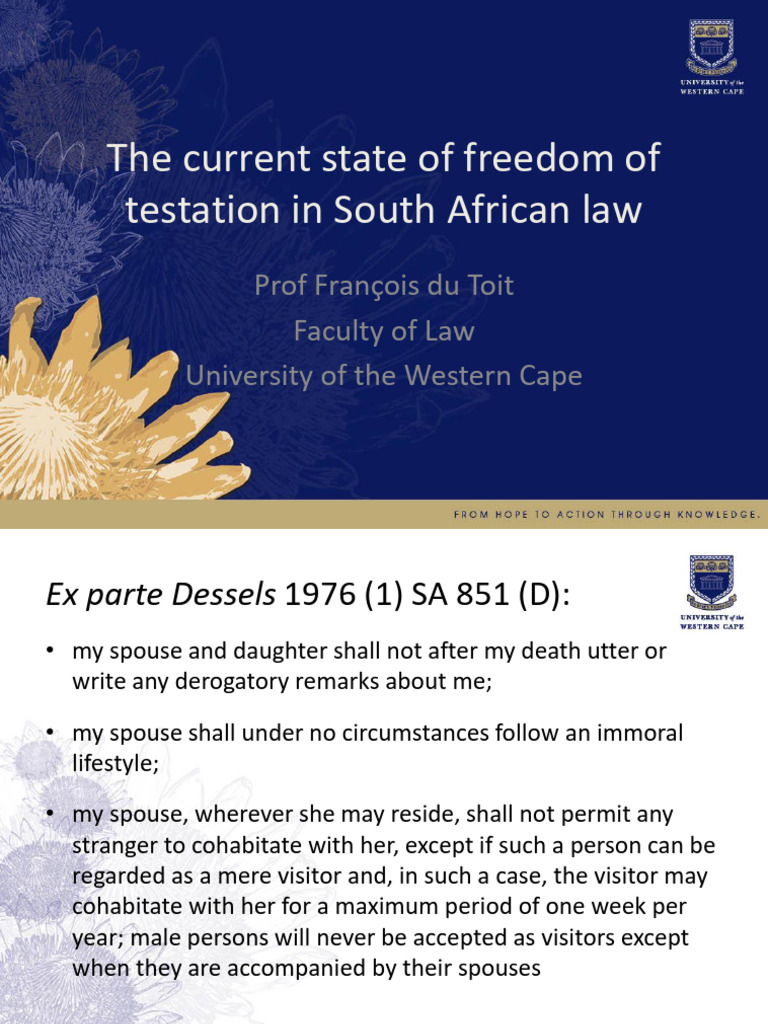 Freedom of Testation in South Africa | PDF | Will And Testament | Legal ...