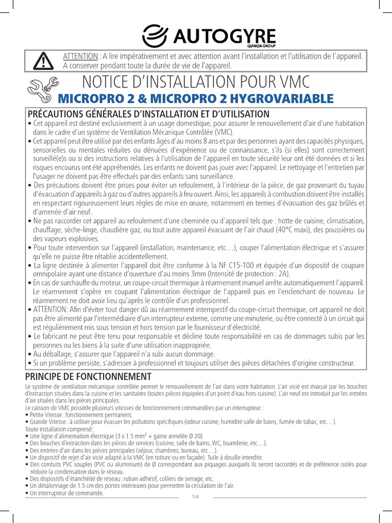 DMO94906 - Notice Micropro 2 | PDF | Ventilation (Architecture) | Cheminée