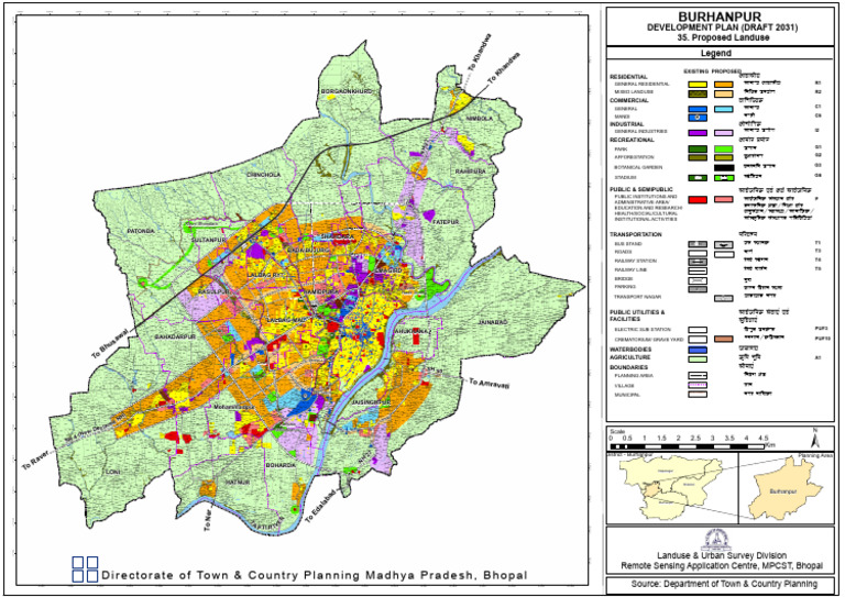 Burhanpur: Development Plan (Draft 2031) 35. Proposed Landuse | PDF