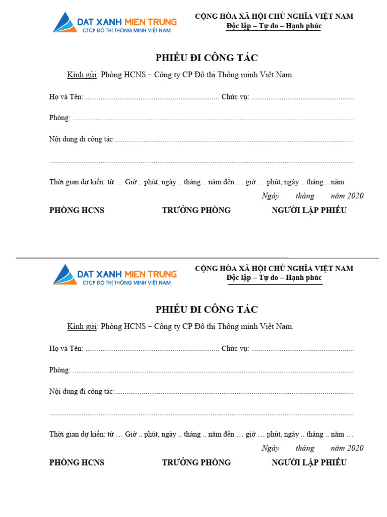 Phieu Di Cong Tac | PDF