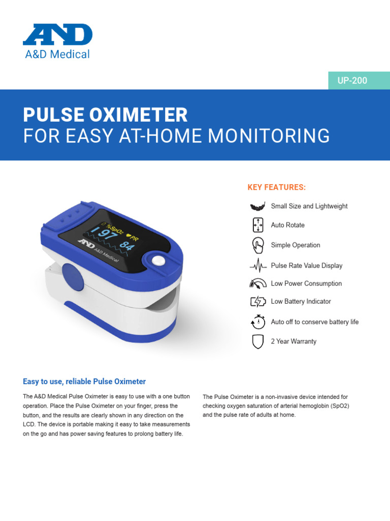 A&D Medical Pulse Oximeter UP-200 | PDF